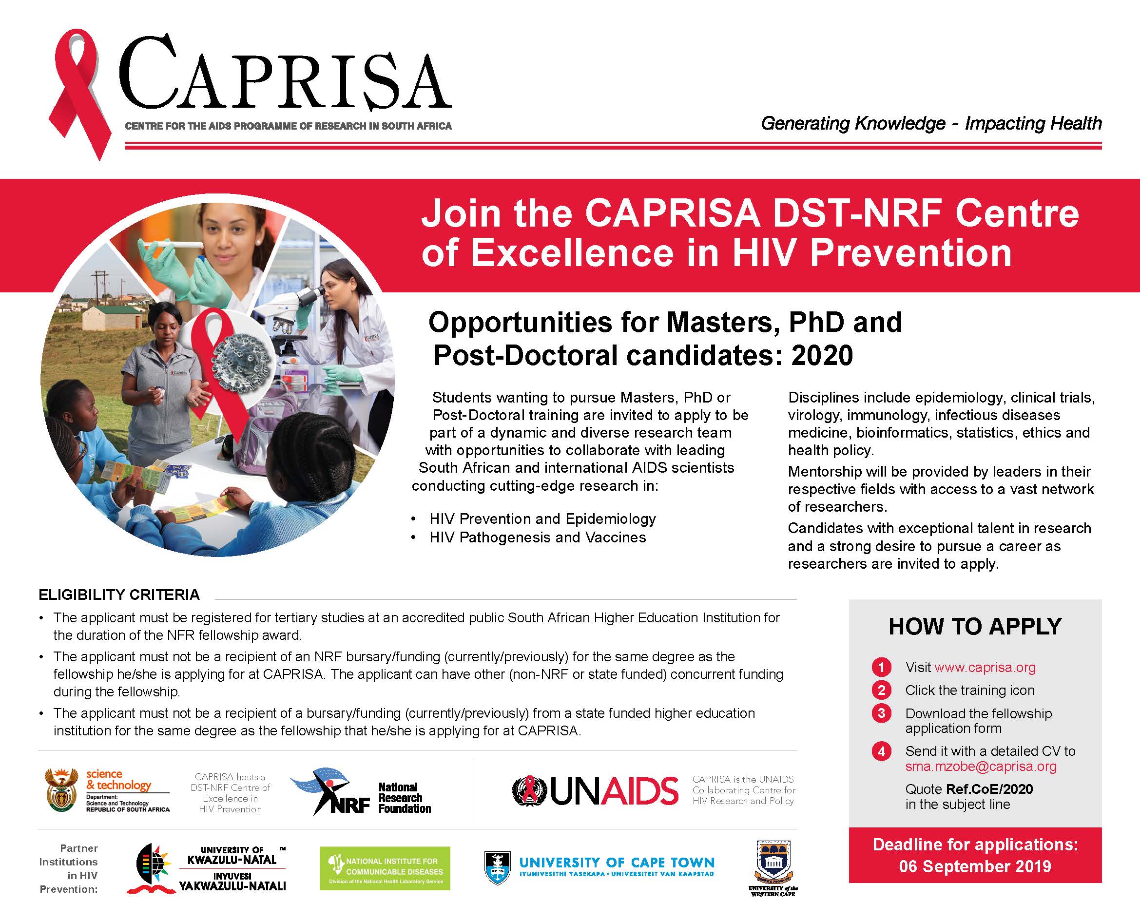 Join the CAPRISA DST-NRF Centre of Excellence in HIV Prevention | CAPRISA